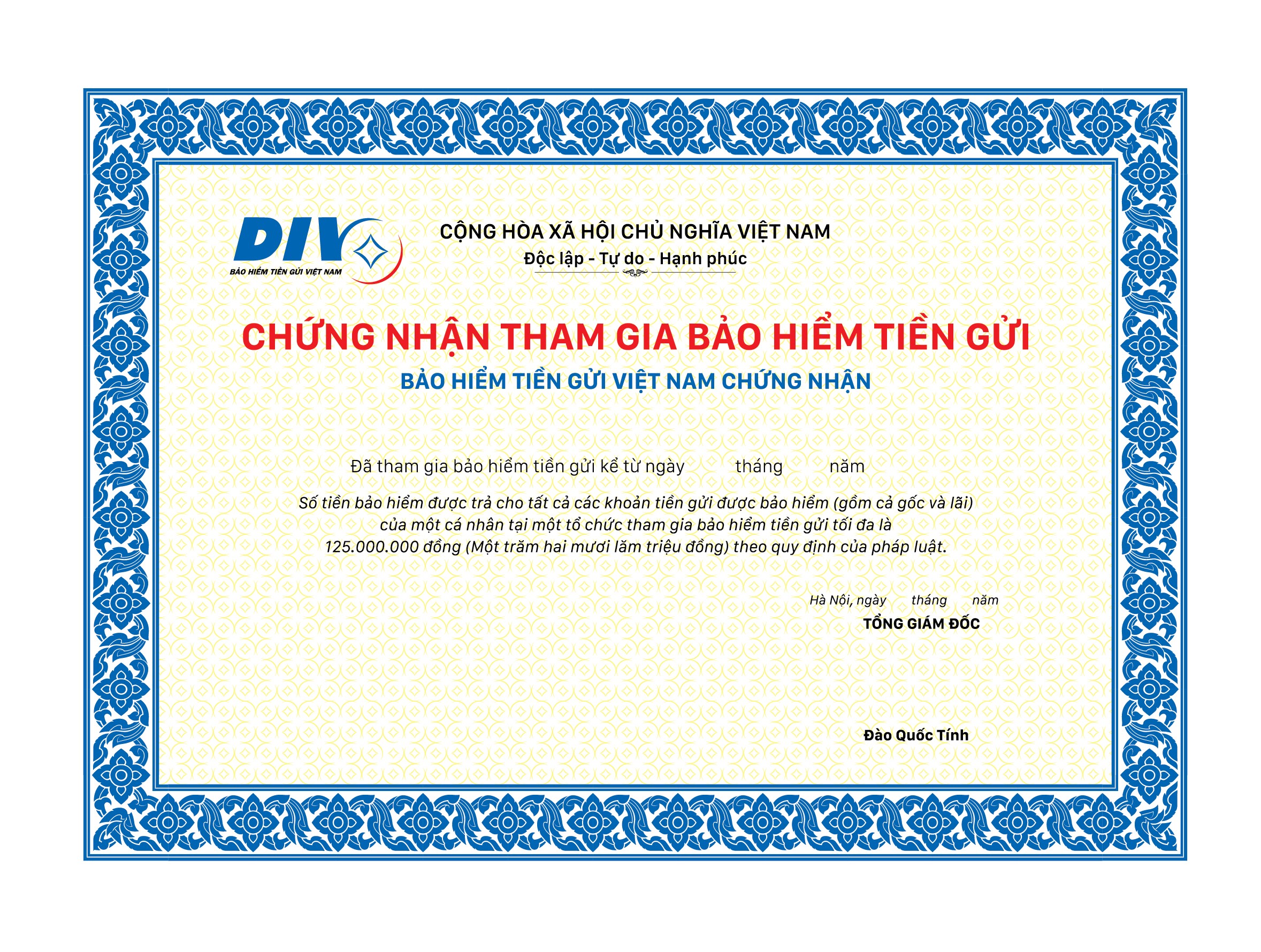Mẫu chứng nhận tham gia BHTG